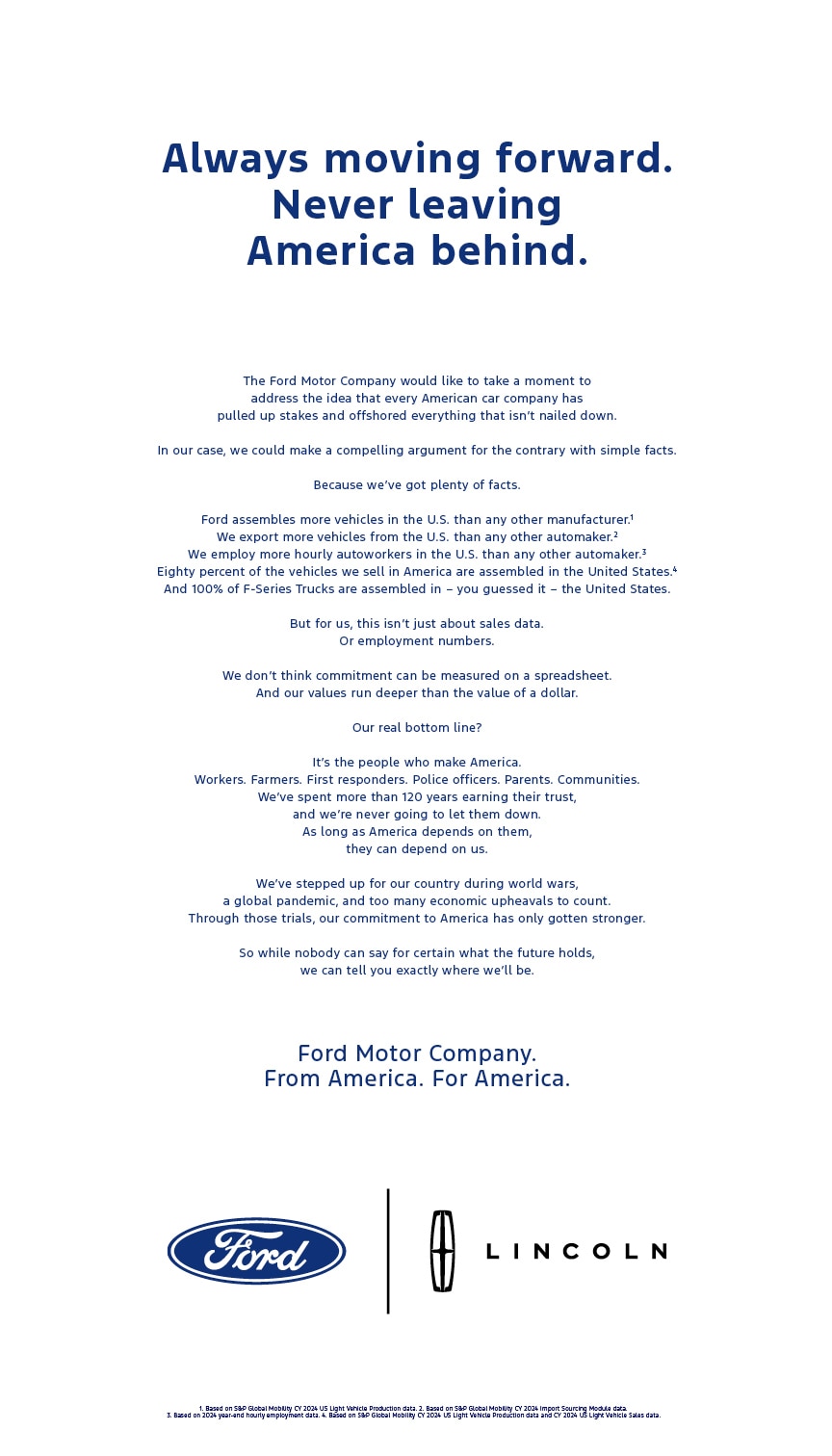 Beyond a Soundbite: New Print Ad Tells the Ford for America Story